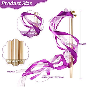 40 Pieces Ribbon Wedding Streamers with Bells, Lace Fairy Stick Wand Party Streamers Chromatic Silk Streamers for Party, Birthday and Holiday