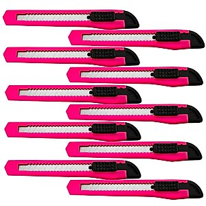 10x Bulk Small Neon Pink Utility Knife Box Cutters Snap Off Blade 9MM Blade
