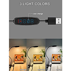 Clip on Light Reading Lamp, 48 LED Clamp Lamp with 3 Color Modes, 10 Dimmable Brightness, 360° Flexible Gooseneck Desk Lamp, Eye Protection Book Clamp Light for Video Conferencing Desk Bed Headboard