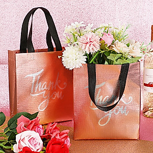 24 Pcs Bridesmaids Gift Bags Bachelorette Gift Bags Rose Gold Gift Bags Set, Non Woven Reusable Thank You Gift 8" x 4" x 10" Party Favor Goodie Bags with Handles for Wedding Birthday Party Christmas