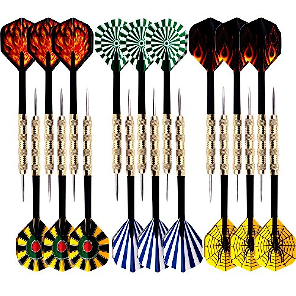 MAXMAU Steel Tip Darts Set,Professional Darts Metal Tip,Metal Darts for Dartboard,18 pcs