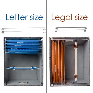Prandom File Organizer Box - Set of 1 Collapsible Decorative Linen Filing Storage Hanging File Folders with Lids Office Cabinet Letter/Legal Size Grey (17x14x11.2 inch)