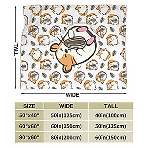 Cute Hamster Fleece Throw Blanket Lightweight Soft Cozy Plush Blanket for Couch Bed Sofa Travelling Camping for Kids Adults Gifts