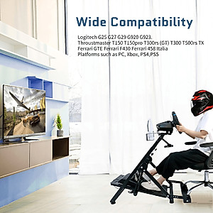 Anman Foldable Sim Racing Wheel Stand with Fixed Slot Fit for Logitech G25 G27 G29 G920 G923 Fanatec Thrustmaster Racing Simulator Tilt Adjustable Steering Wheel Stand,Wheel & Pedal Not Included