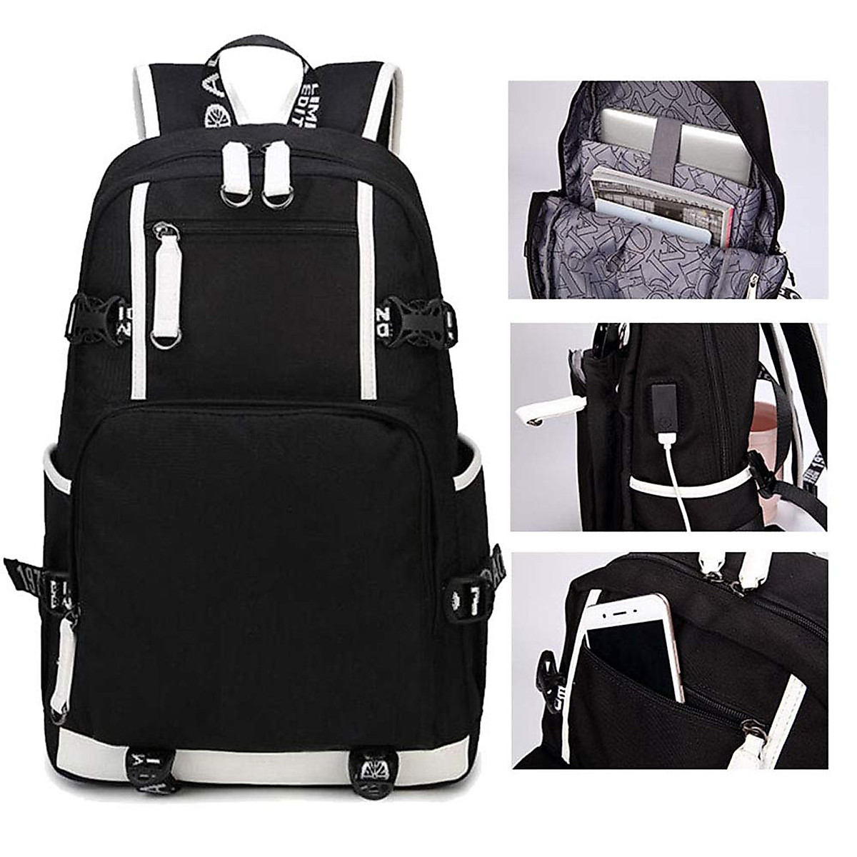 Rainbow Six Siege USB Charging Port Black Oxford Backpack Free R6 Keychain (#3)