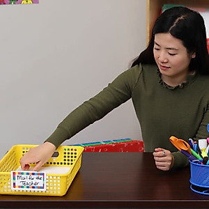 Really Good Stuff 6PK Plastic Desktop Paper Storage Basket for Classroom or Home–14”x10” Plastic Mesh Basket-Secure Papers Crease-Free–Grouping for 6