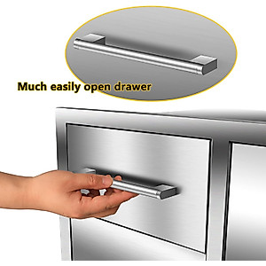 Outafurnia Outdoor Kitchen Drawer Combo 28" W x 19.6“D x 20.1" H,Access Trash Drawer Combo with Stainless Steel Handles Outdoor Kitchen Triple Drawer for BBQ Island,Grilling Station