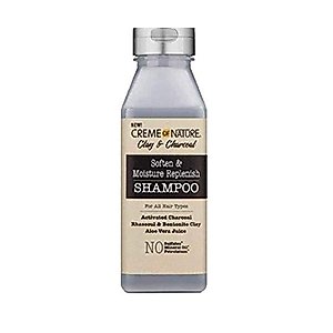 Clay & Charcoal Shampoo by Creme of Nature, Soften & Moisture Replenish Hair, with Aloe Vera Juice, 12 Fl Oz