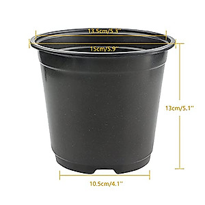50 Pcs 6" Plastic Plants Nursery Seedlings Pots Flower Plant Container Seed Starting Pots Matte Black