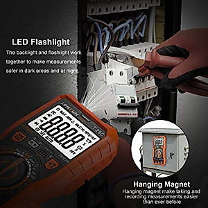 Digital Multimeter, LOMVUM TRMS 6000 Counts Electrical Tester AC/DC Amp Ohm Voltage Tester Meter with Temperature Frequency Resistance Continuity Capacitance Diode and Transistor Test
