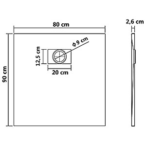 vidaXL Shower Base Tray Home Indoor Plumbing Fixture Hardware Part Skid Resistant Bathroom Base Shower Receptor Tray SMC White 35.4"x31.5"