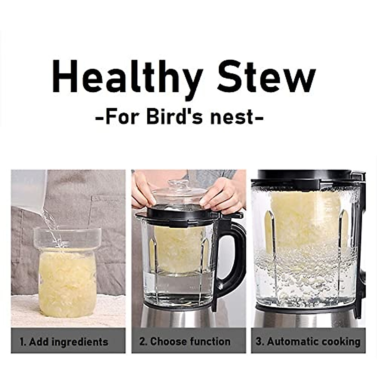 Joydeem Multifunctional Cooking Blender,High-Speed Countertop Blender JD-D16 with stew pot, Soybean milk maker, Hot and Cold, 9 One Touch Programs with 12H Delay Cook, 1200W, 59 Oz, Shakes and Smoothies, Nut Butters, Soups