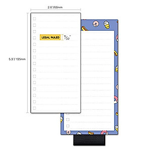 5 Pack Magnetic Notepads with Pen Holder for Fridge, Full Magnet Back Notepad, To Do List, Grocery Shopping, Fast Food Theme, 6 x 3 Inches, 50 Sheets, Memo Pad for Fridge, Locker, File Cabinet, etc