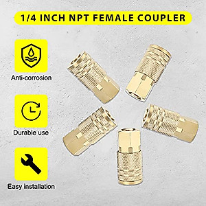 hynade 1/4 Inch NPT Brass Female Air Coupler, Pneumatic Plugs, Air Plug(1/4'' M-NPT)
