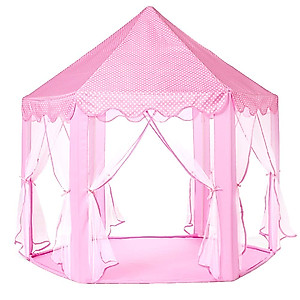 Monobeach Princess Tent Girls Large Playhouse Kids Castle Play Tent with Star Lights Toy for Children Indoor and Outdoor Games, 55'' x 53'' (DxH)