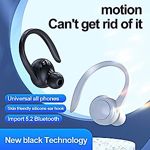Vetitkima Bluetooth Earbuds with Ear Hook, Wireless Headphones Stereo Bluetooth 5.2 Sports Waterproof Headphones with Mic Earphones
