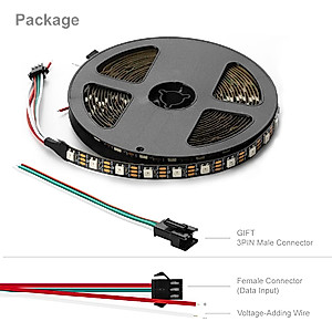 BTF-LIGHTING WS2812B IC RGB 5050SMD Pure Gold Individual Addressable LED Strip 16.4FT 300LED 60LED/m Flexible Full Color IP30 DC5V for DIY Chasing Color Project(No Adapter or Controller)