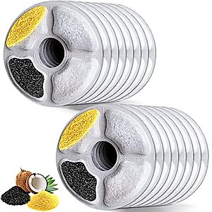 Cat Water Fountain Replacement Filter 16 Pack, BYEWIRE Pet Water Fountain Filter Replacement for Most Dog Cat Water Dispensers,Ion Exchange Resin and Activated Carbon Filters (16 PCS-round)