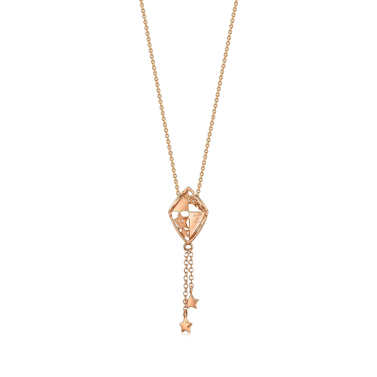 CHOW SANG SANG 18K Rose Gold (GH color, SI Clarity, Round Brilliant) Diamond Starry Kite Necklace for Women 93131N | 18.5", (47 CM)