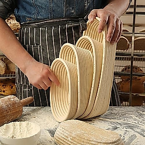 8 Inch Oval Premium Bread Proofing Basket Set - Authentic Natural Rattan, Optimal Size, Easy Clean, Ideal for Sourdough, Dye-Free.GEPAS (8in)