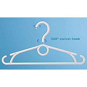 Dream-Home Childrens Plastic Clothes Hangers - 12.6 inch - 360° Swivel Hook - SuperStrong Durable - Side Hooks for Spaghettis & Baby Dresses, Loop for Cascading or Kids Accessories - Set of 20 - White