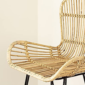 South Shore Balka Dining Chair with Armrests, Set of 2, with Arms, Rattan and Black