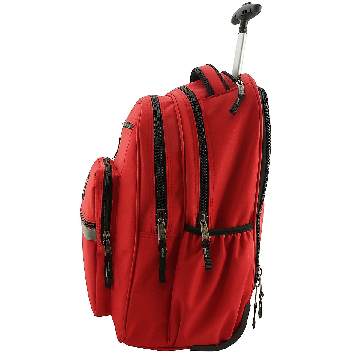 K-Cliffs Heavy Duty Rolling Backpack School Backpacks with Wheels Deluxe Trolley Book Bag Wheeled Daypack Workbag Multiple Pockets Bookbag with Safety Reflective Stripe Red
