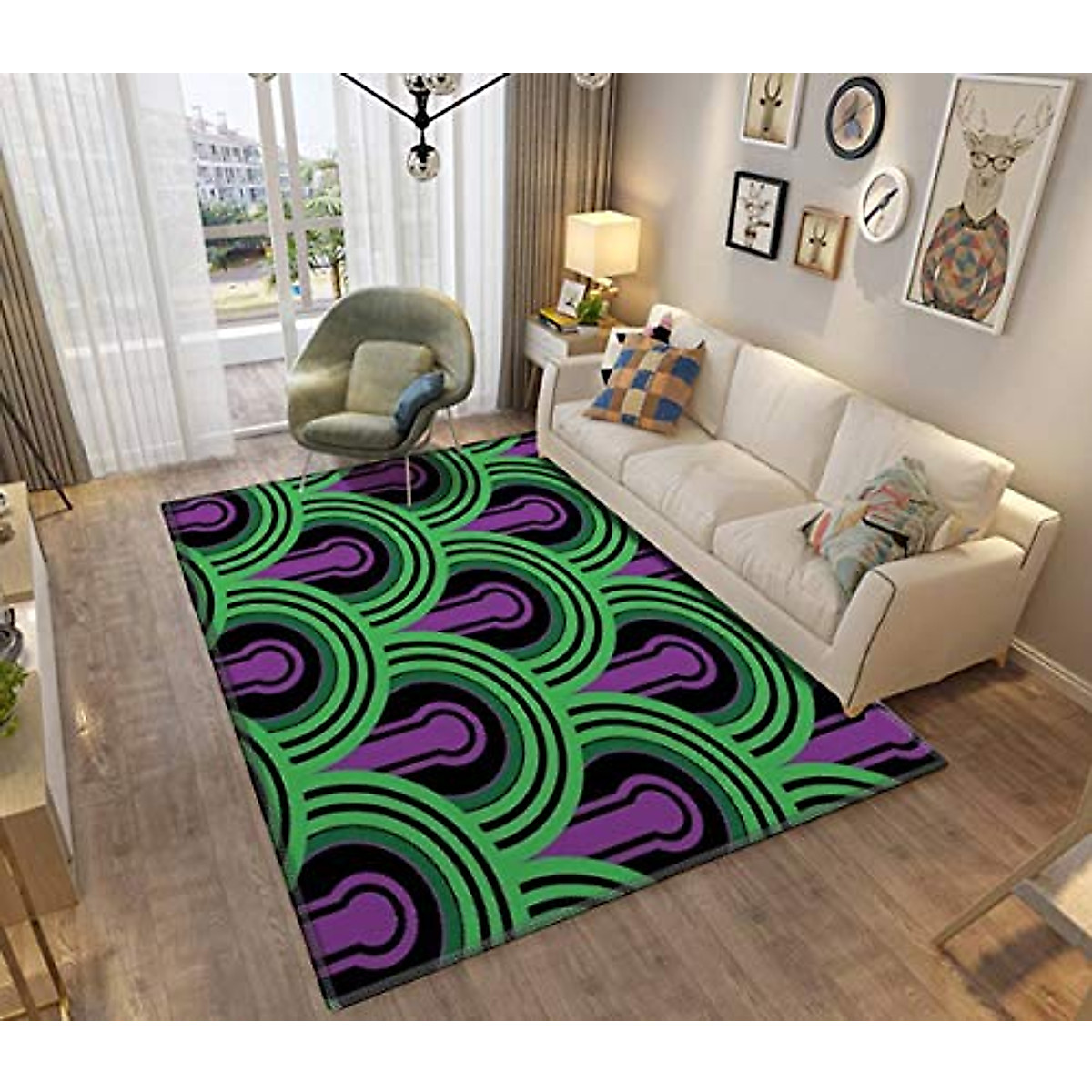 Overlook Hotel Carpet from The Shining Purple/Green Area Rugs Non-Slip Floor Mat Doormats Home Runner Rug Carpet for Bedroom Indoor Outdoor Kids Play Mat Nursery Throw Rugs Yoga Mat