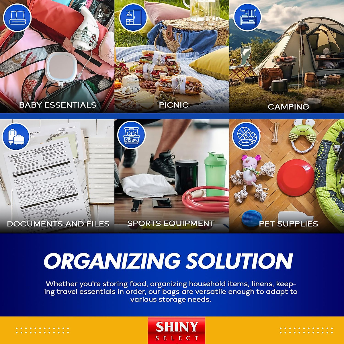 [PACK OF 25] Extra X-Large Big 5 Gallon Storage Bags For Food Prep, Travel, Organization, Moving or Storage, 2 Mil. Thick, 18" x 24",