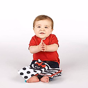 Sassy Peek-a-Boo Activity Book with Attachable Link for On-The-Go Travel | Black & White | for Ages Newborn and Up