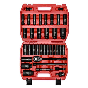 MIXPOWER 36-Piece 1/2-Inch Drive Deep Impact Socket Master Set with 10-inch Quick-release Ratchet Handle & Accessories, 3/8" - 1-1/4", 10-32MM, Deep, SAE&Metric, CR-V Steel
