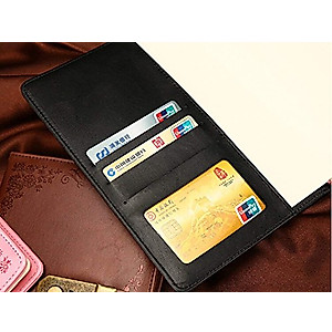 A5 PU Digital Password Notebook Leather Locking Journal Combination Lock Diary Retro Travel Lined Binder Notepad Hardcover Executive Notebooks Personal Organizer with Pen Loop 3 Card Slots 100 Sheet
