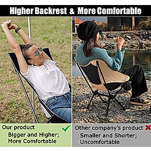 AnYoker Camping Chair, High-Back Compact Backpacking Chair, Portable Folding Chair, Beach Chair with Side Pocket and headrest, Lightweight Hiking Chair 0066 (Black)