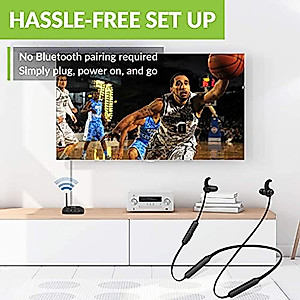 Avantree HT5006 Wireless Earbuds for TV Listening, Passthrough Support, 20Hrs Neckband Headphones with Bluetooth Transmitter for Optical Digital, RCA, 3.5mm AUX TVs, Plug n Play, No Audio Delay