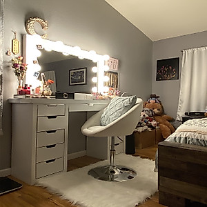 Vanity Chair, Swivel Height Adjustable Makeup Chair, Tufted Round Back Swivel Bar Chair with Chrome Frame, Leather Modern Swivel Accent Chair Suitable for Bedroom Lounge Bar (1)