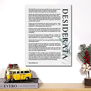 Inspirational Canvas Wall Art Motivational Desiderata Poem Canvas Print Positive Literaty Canvas Painting Office Home Wall Decor Framed Gift 12x15 Inch