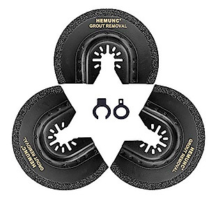 HEMUNC 3pcs Oscillating Tool Blades for Grout Removal Tile Mortar Concrete Masonry 1/16
