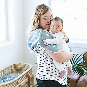 Bebe au Lait Nautical Seagulls Oh-So-Soft Muslin Burp Cloths, Blue, One Size