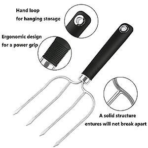 Turkey and Poultry Lifter Fork, Set of 2 Stainless Steel Cooking Roasting Carving Meat Forks Tools Heat-resistant for BBQ Barbecue Grilling Smoking Transport Turning