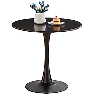 Round Dining Table Small Black Kitchen Table 31.5" in Tulip Design Modern Pedestal Table for Small Space Dining Room 2 to 4 Person