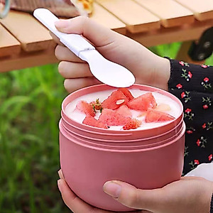 Soup Thermos Wide Mouth Insulated Food Jar Leak Proof Hot and Cold Thermos Bowl Oat Container for Kid Adult 600ML Pink