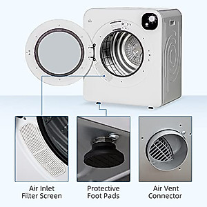 HOMCOM Compact Laundry Dryer Machine, 1300W, 3.22 Cu. Ft. Electric Automatic Portable Clothes Dryer with 7 Drying Modes and Stainless Steel Tub for Apartment or Dorm, White