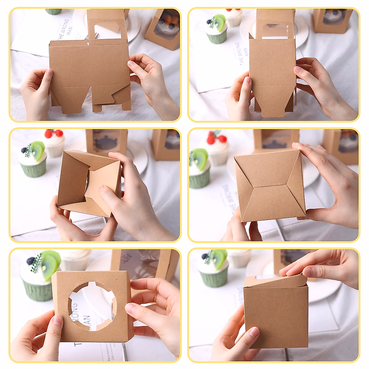 VGOODALL 20PCS Cupcake Boxes, 3.5"x3.5"x3.5" Individual Cupcake Containers Pre-Assembled Containers with Window and Inserts for Wedding Baby Shower Birthday Party Supplies