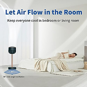 AIRMATE Pedestal Fan Oscillating, Foldable 22 Inch Table Fans, Standing Fan for Cooling Bedroom Quiet with Remote, 8 Speeds Air Circulation Fan for Home, Dorm, Bathroom, Green
