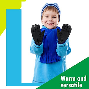 Newcotte USB Heated Gloves Electric Winter Gloves for Kids and Baby Snow Ski Gloves Waterproof Warm Gloves Boys Cold Weather Gloves (Black, 7-10 Years)