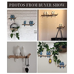 Birds Decorative Wall Hanger Clothes Hooks for Home Decor Hanging Keys Bag Hats (White,Two Birds)