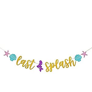Last Splash Gold Glitter Banner for Mermaid Bachelorette Party Bridal Shower Decorations