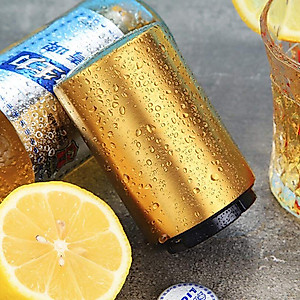 AKOAK 1 Pack Creative Stainless Steel Push-type Beer/Wine Bottle Opener Bar Household Automatic Convenient Cap Opener - Easy to Open a Variety of Bottles,Gold