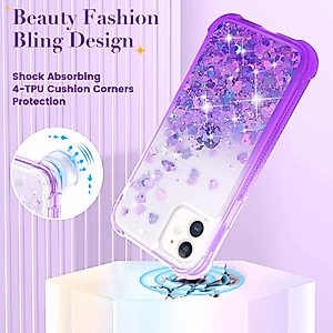 Ruky for iPhone 11 Full Body Case with Built-in Screen Protector Glitter Liquid Floating Shockproof Protective Girls Women Heavy Duty Phone Case for iPhone 11 6.1 inches 2019 (Gradient Purple)