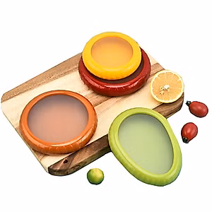 OYSRONG Silicone Fruit and Vegetable Fresh Storage Containers, Set of 4, Multicolor Anti-Oxidation Storage Box